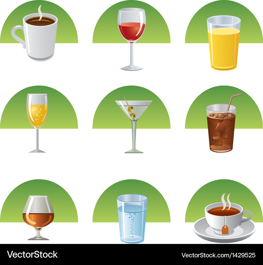 Drinks Icon Set - Refreshment Symbols Royalty Free Vector