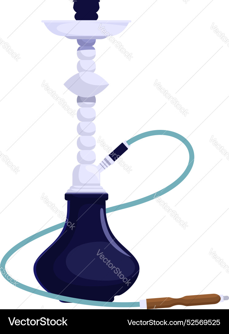 Hookah with long flexible hose standing on white Vector Image