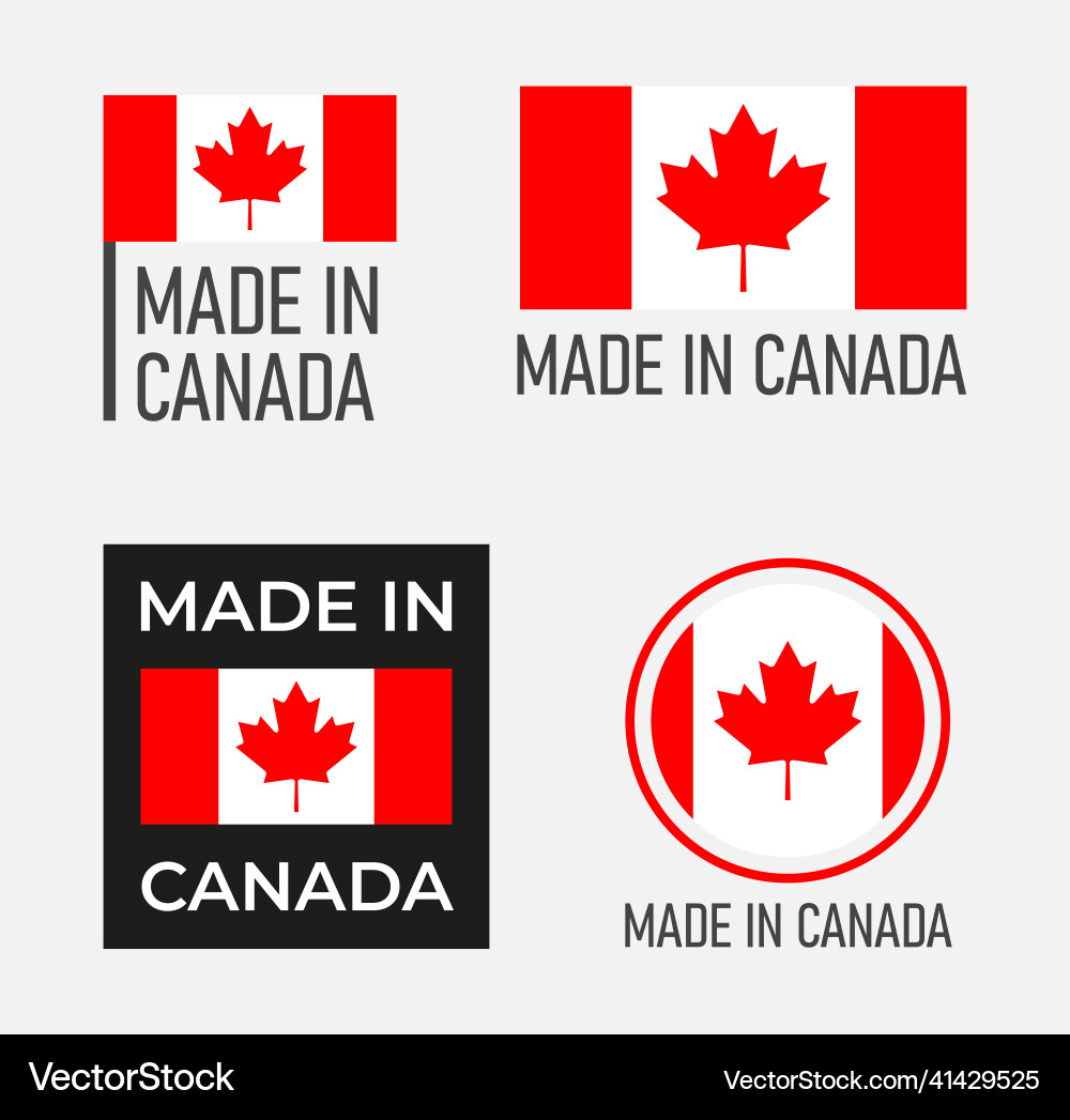Made in canada labels canadian product emblems Vector Image