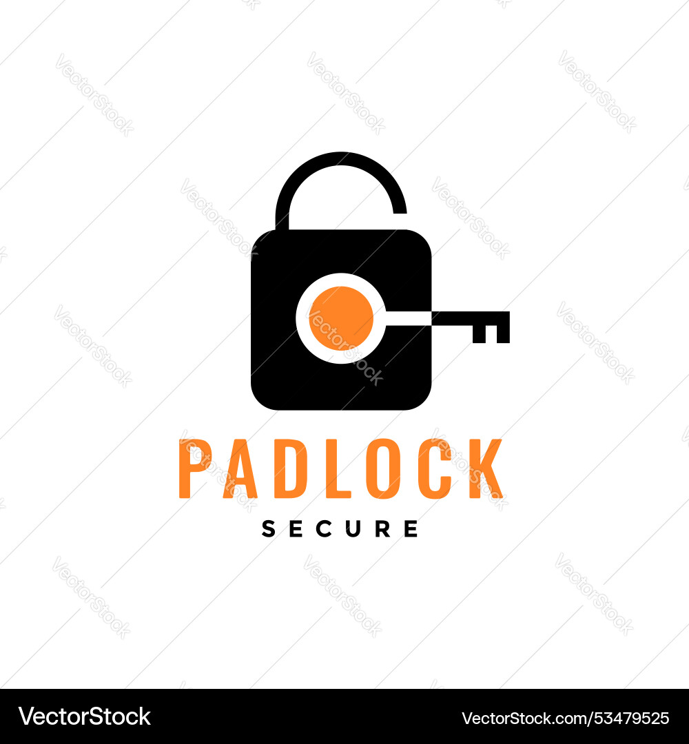 Padlock and key security modern clean flat logo Vector Image