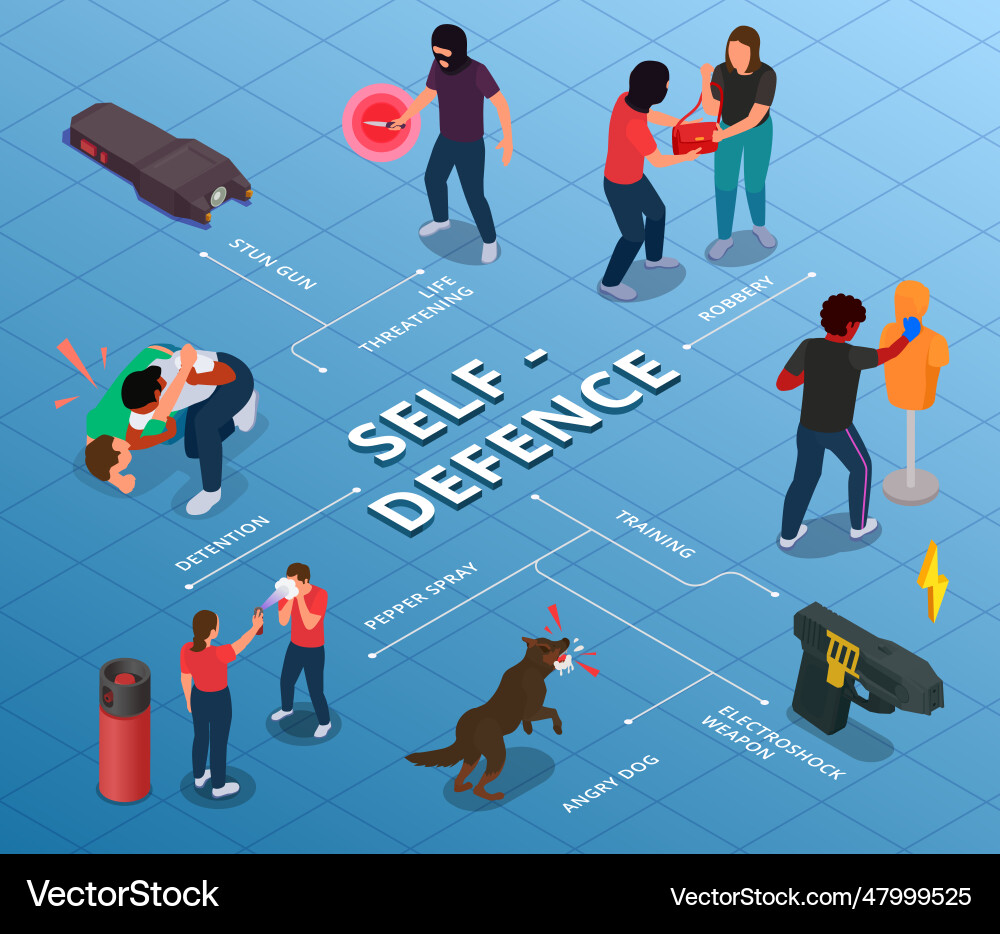 Self Defense Flowchart - Protection Royalty Free Vector
