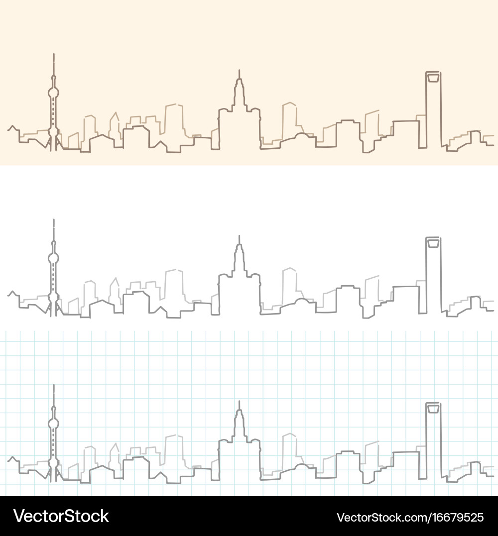 Shanghai hand drawn skyline Royalty Free Vector Image