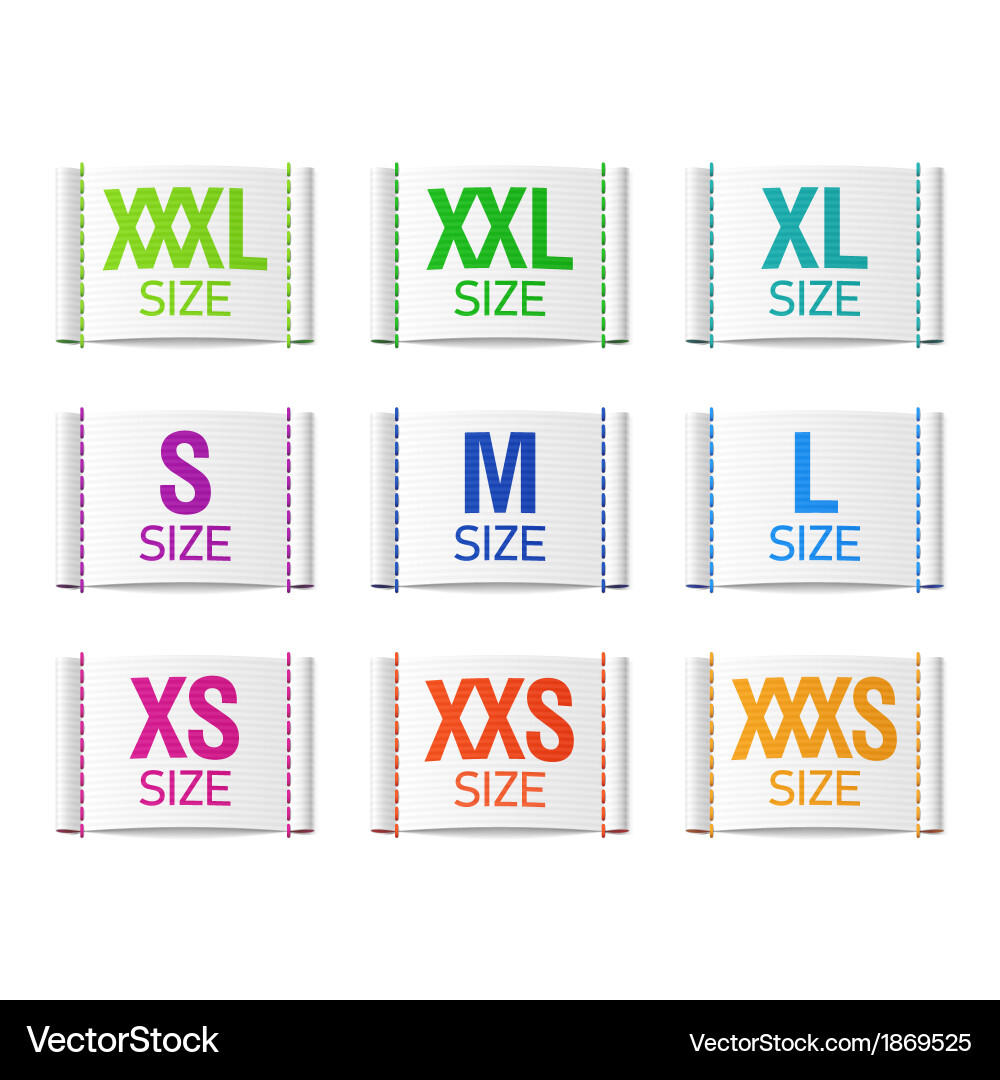Size clothing labels Royalty Free Vector Image