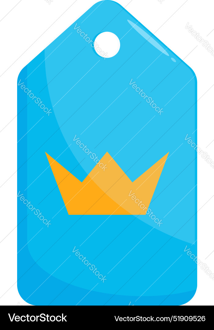 Blue tag showing a crown for premium quality Vector Image
