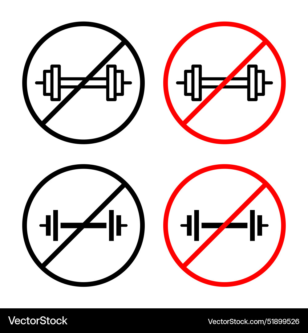 Forbidden barbell sign indicating Royalty Free Vector Image