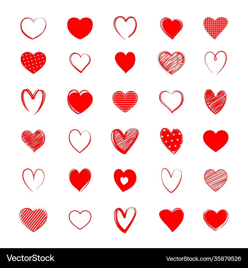 Heart Symbol Set - Romantic Icons Royalty Free Vector Image