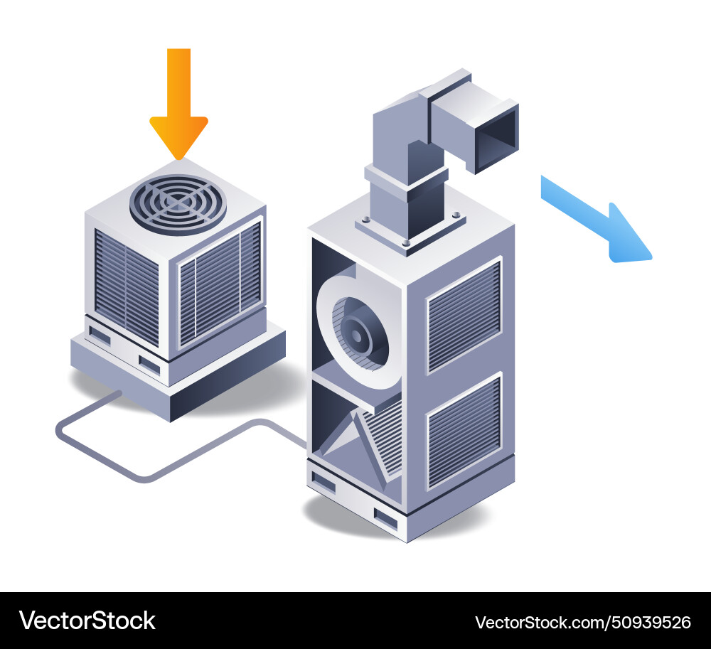 Hvac blower system installation concept isometric Vector Image