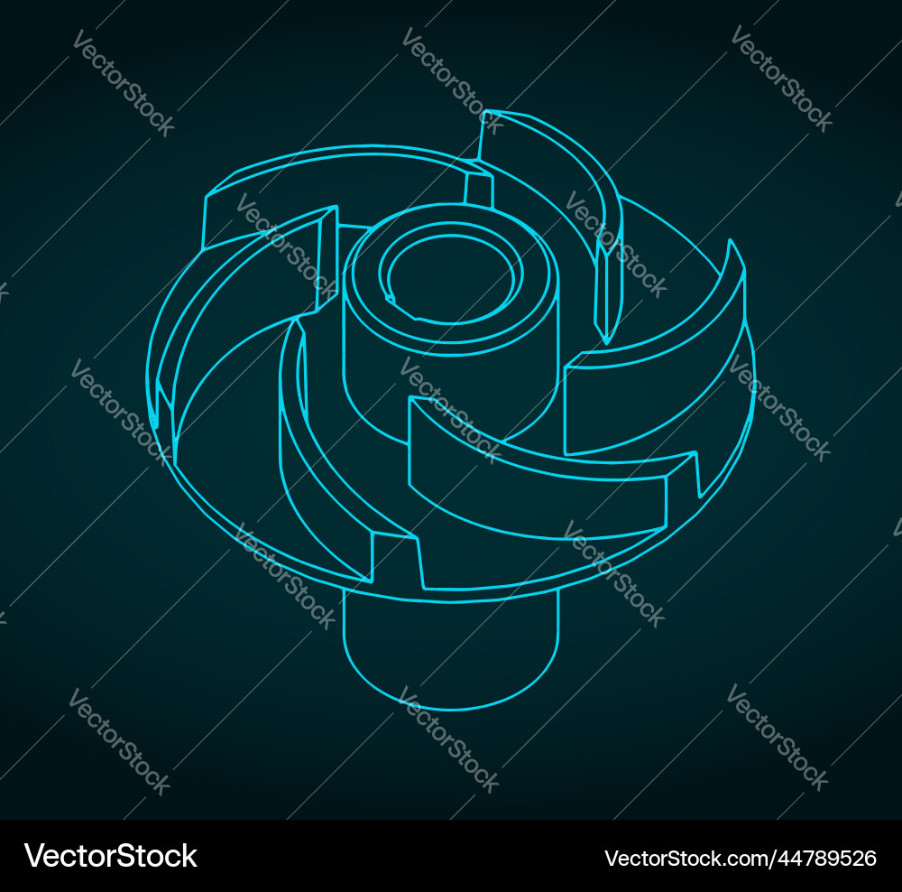 Impeller isometric blueprints Royalty Free Vector Image Impeller isometric blueprints Royalty Free Vector Image