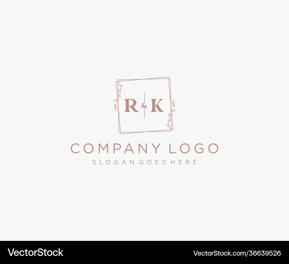 Initial rk letters decorative luxury wedding logo Vector Image