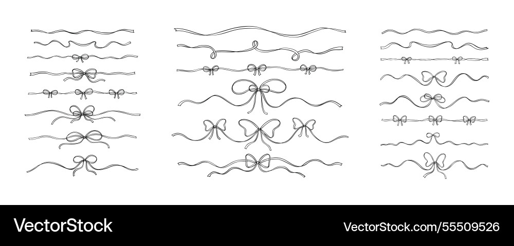 Set of bow ribbon dividers text separators Vector Image