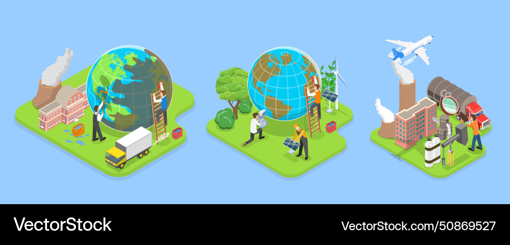 3d isometric flat of carbon Royalty Free Vector Image