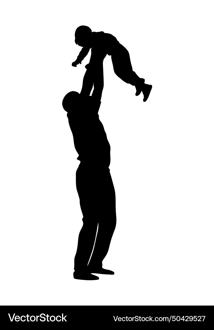 Happy father and son having fun silhouette Vector Image
