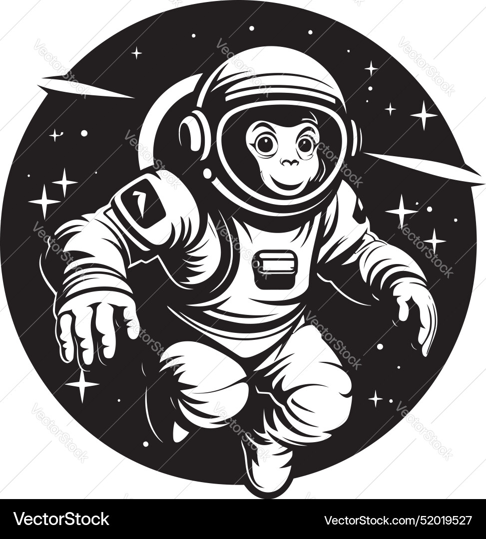 Interstellar monkey sojourn logo design astronaut Vector Image