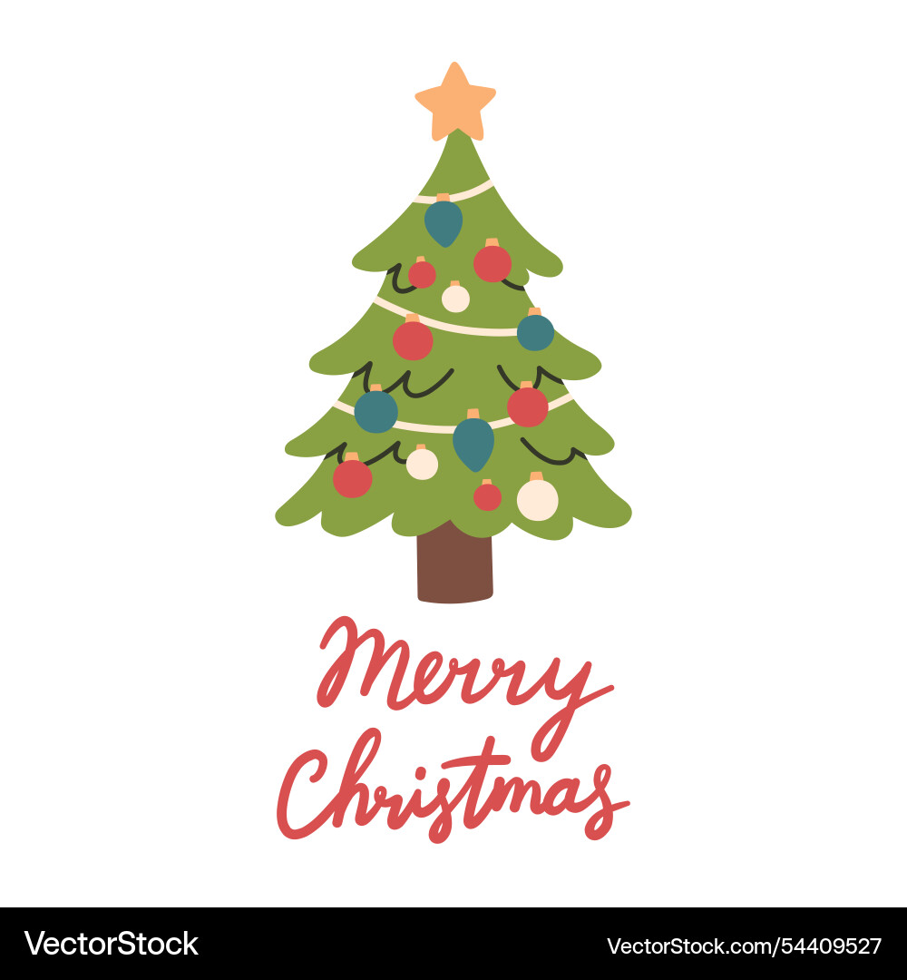 Merry christmas simple card on white background Vector Image