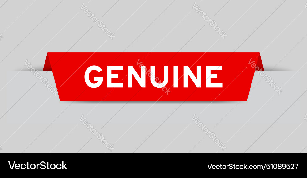 Red color inserted label with word genuine Vector Image