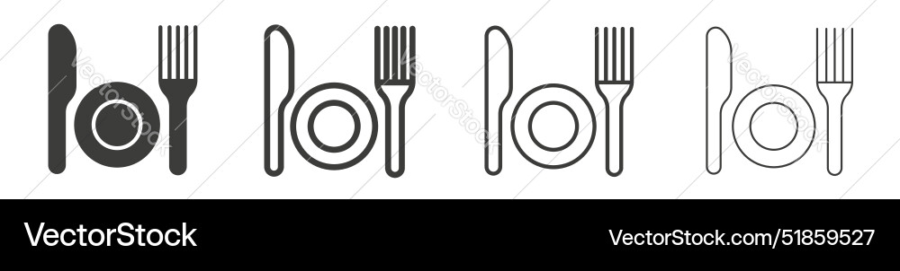 Utensils icon set spoon fork and knife restaurant Vector Image