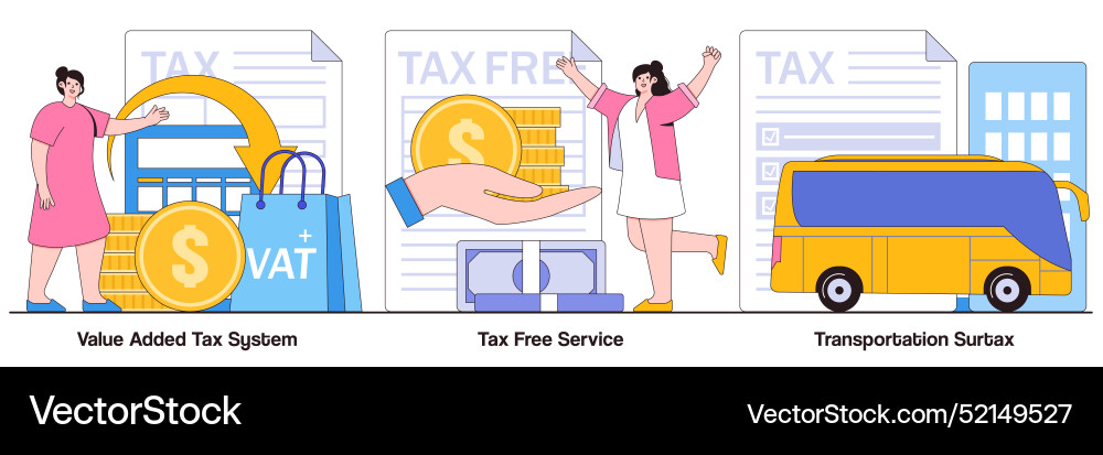 Value added tax system free service Royalty Free Vector