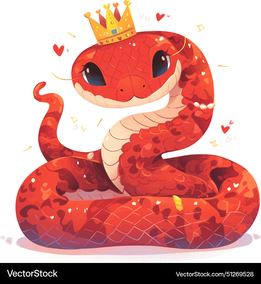 2025 red snake with a crown on its head Royalty Free Vector