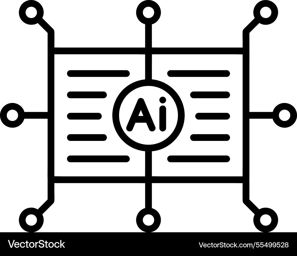 Ai education processor icon Royalty Free Vector Image