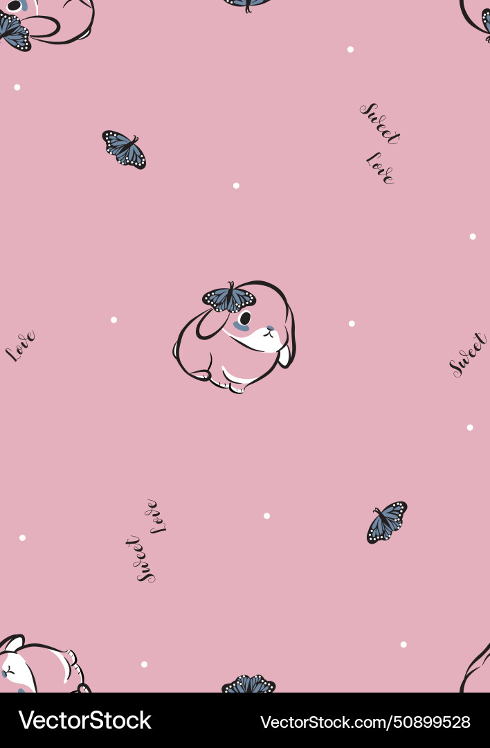 Cute rabbit seamless pattern cute bunny Royalty Free Vector