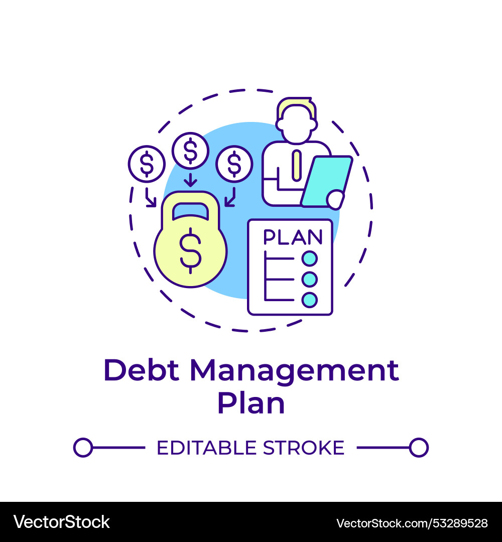 Debt management plan multi color concept icon Vector Image
