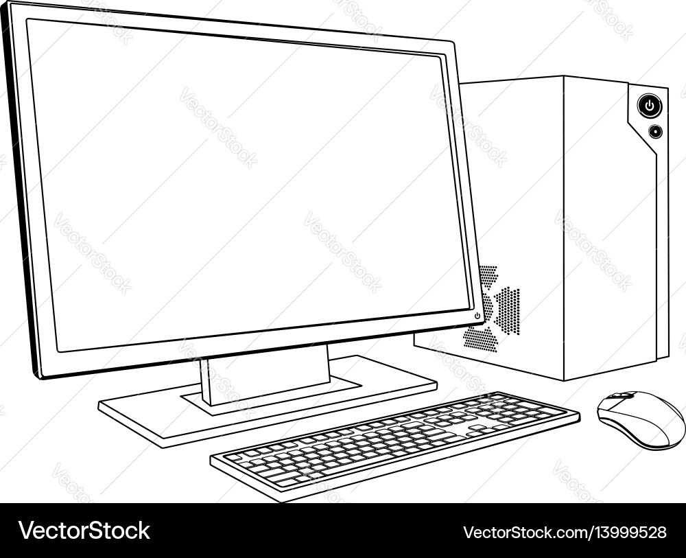 Desktop pc computer workstation Royalty Free Vector Image