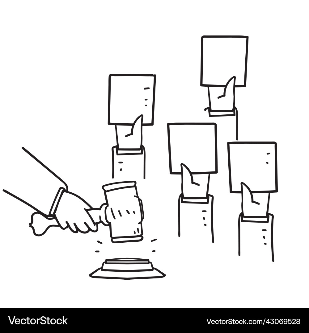 Hand drawn doodle vote at auction Royalty Free Vector Image