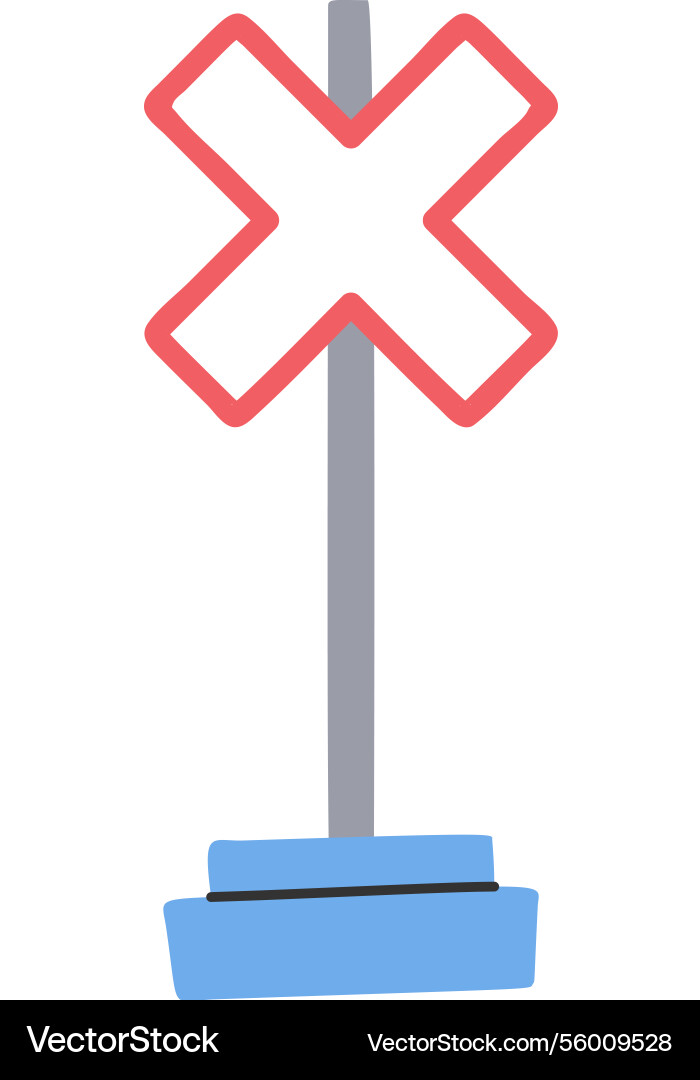 Hand drawn restriction cross signal Royalty Free Vector