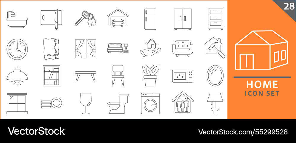 Home line icon set Royalty Free Vector Image - VectorStock