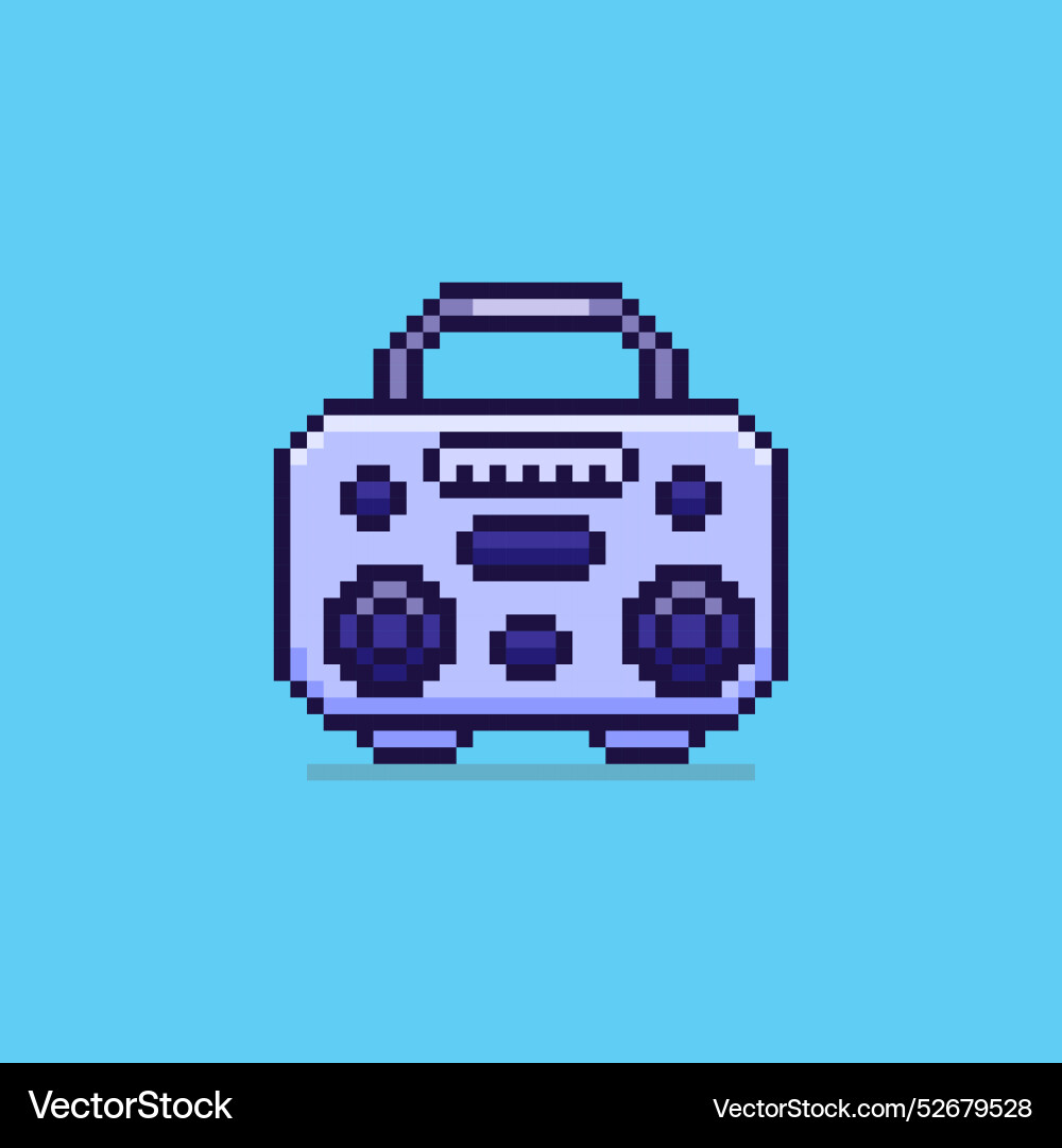 Pixel art electronic radio game asset design Vector Image