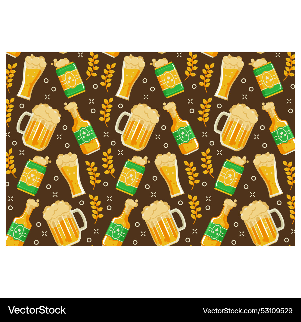 Beer seamless pattern style collection of bottles Vector Image