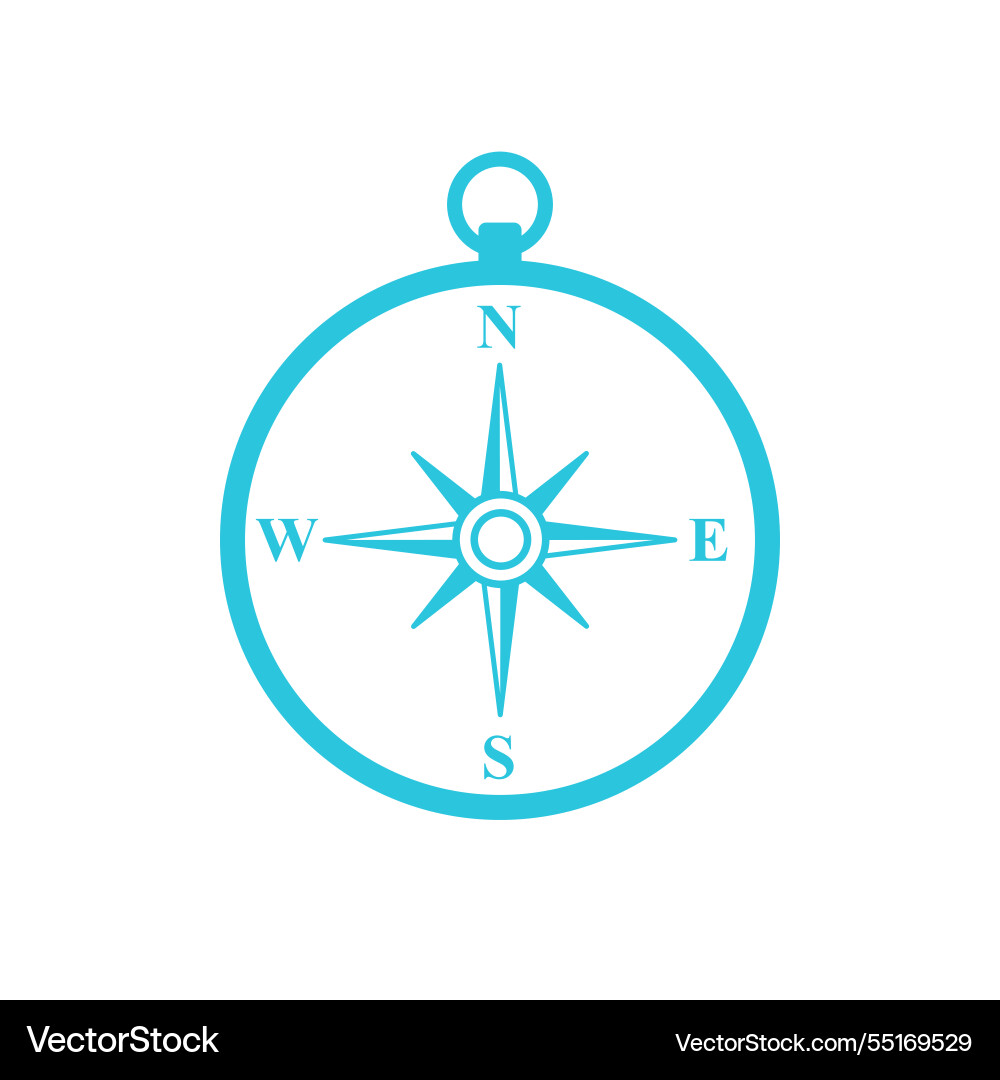 Blue Compass Icon - Navigation Symbol Royalty Free Vector