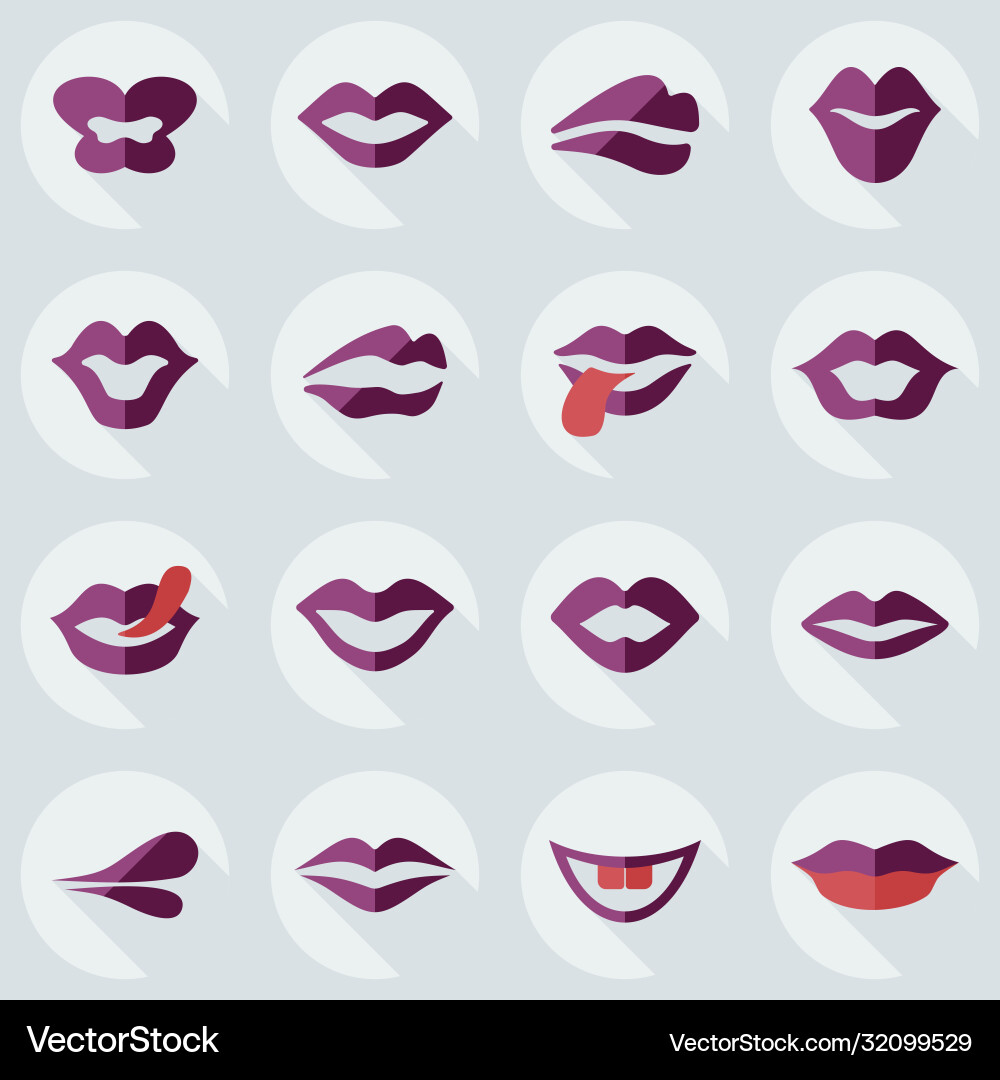Flat concept set modern design with shadow lips Vector Image