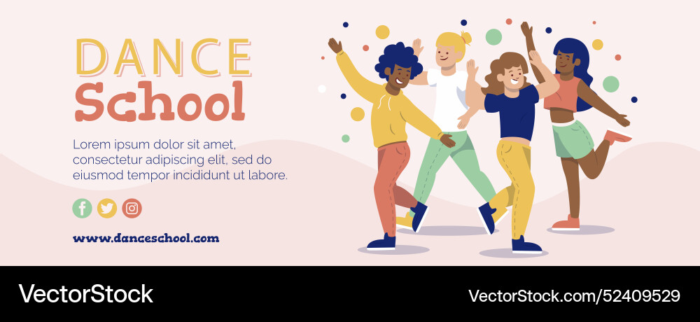 Hand drawn dance school facebook cover Royalty Free Vector