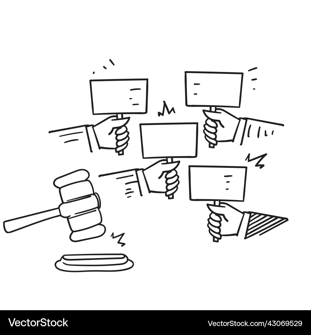 Hand drawn doodle vote at auction Royalty Free Vector Image