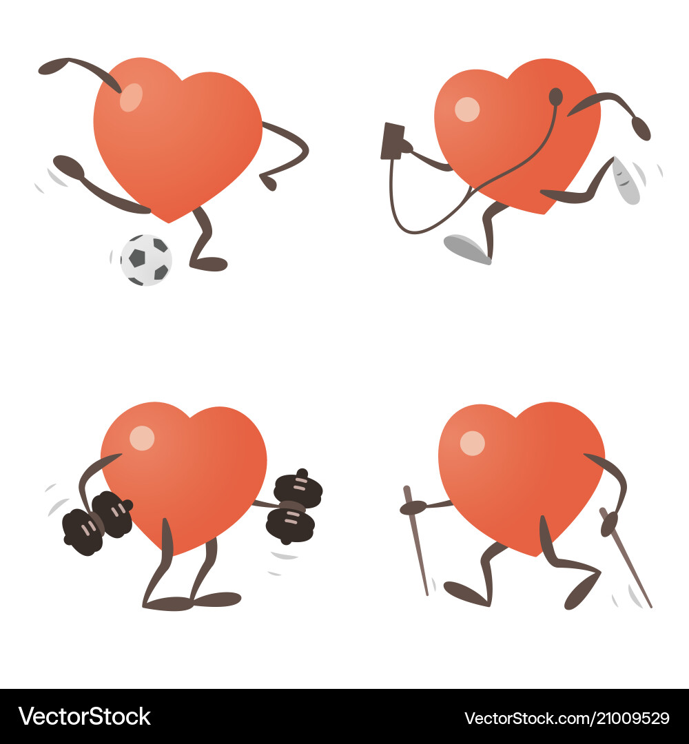 Heart exercising and practicing different sports Vector Image