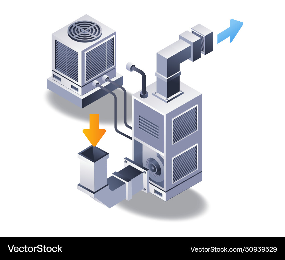 Hvac concept exhaust and intake system isometric Vector Image