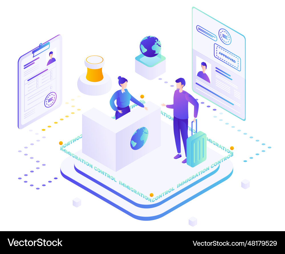 Immigration control registration and checkpoint Vector Image