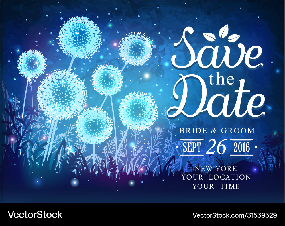 Inspiration card for wedding with magical light Vector Image