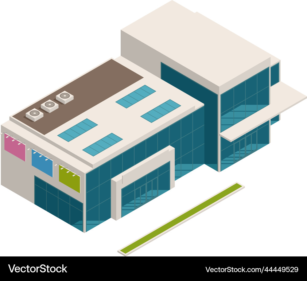 Isometric mall building Royalty Free Vector Image