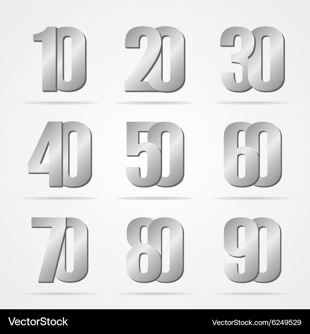 Silver font numbers Royalty Free Vector Image - VectorStock