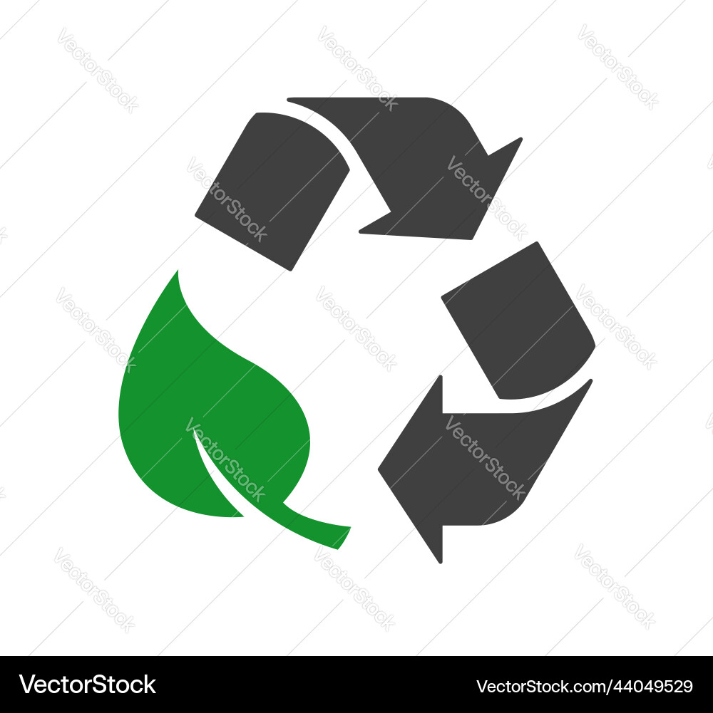 Triangle recycle symbol with green leaf Royalty Free Vector