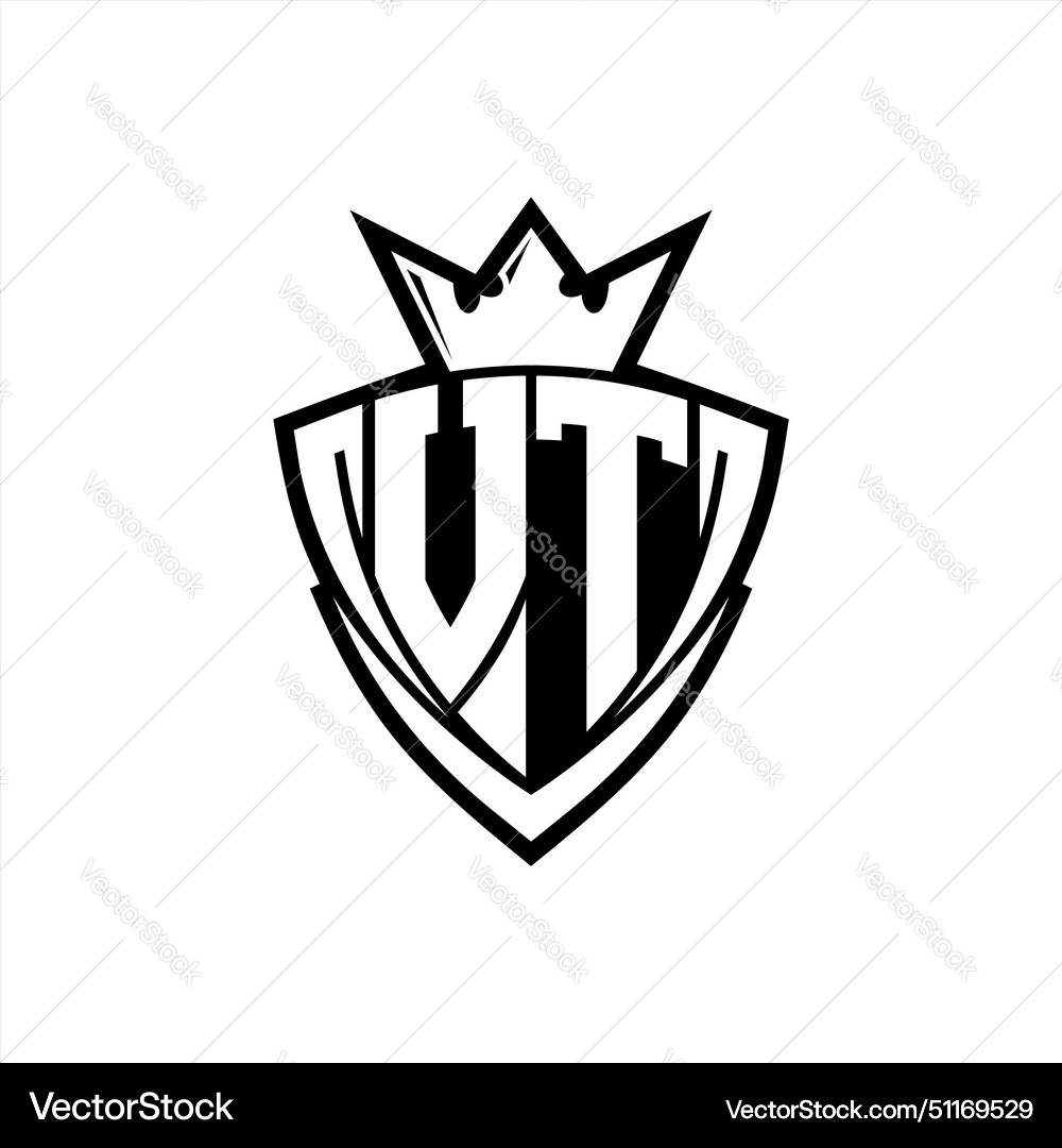 Vt letter logo with sharp triangle shield shape Vector Image
