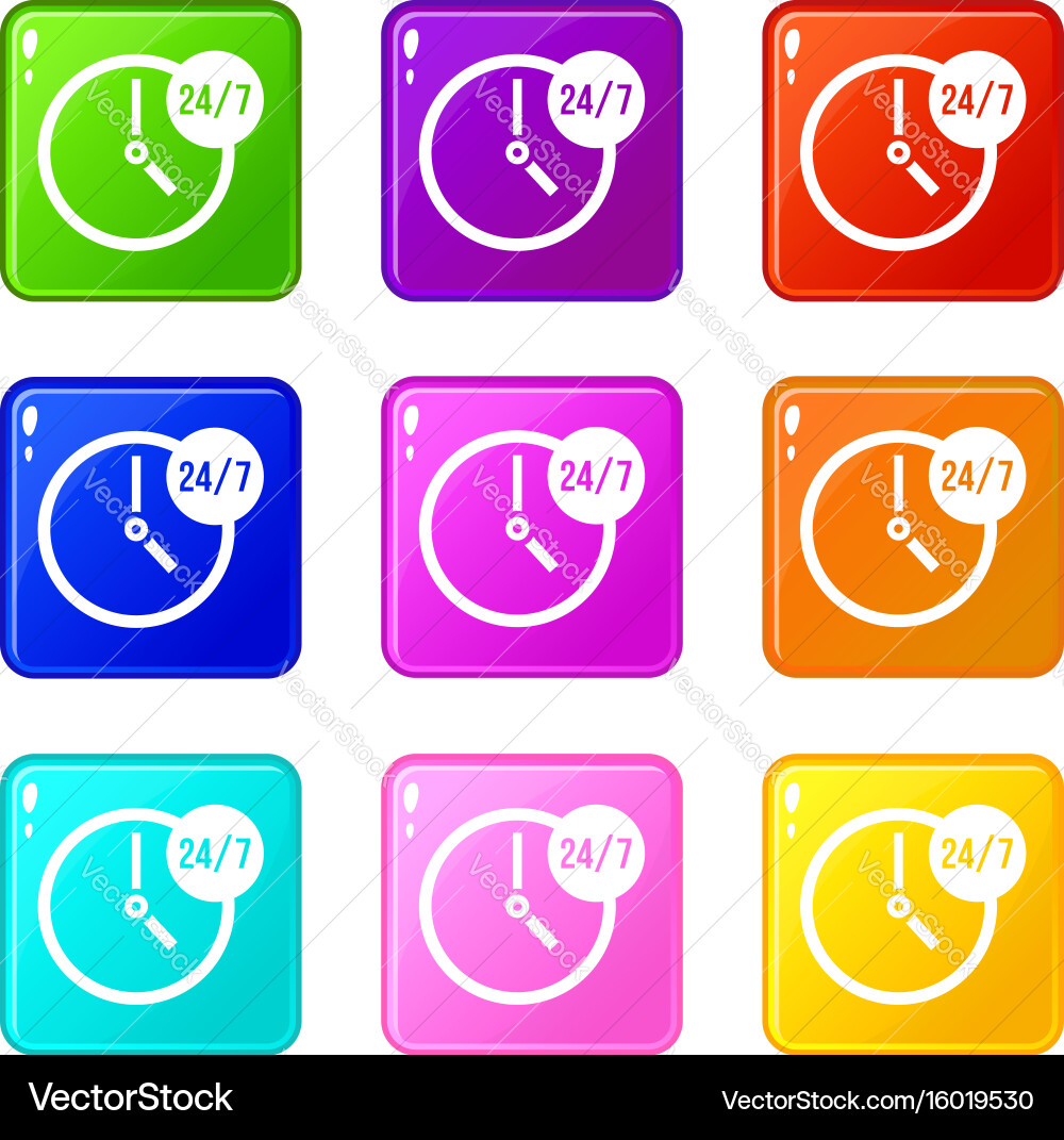 Clock 24 7 set 9 Royalty Free Vector Image - VectorStock