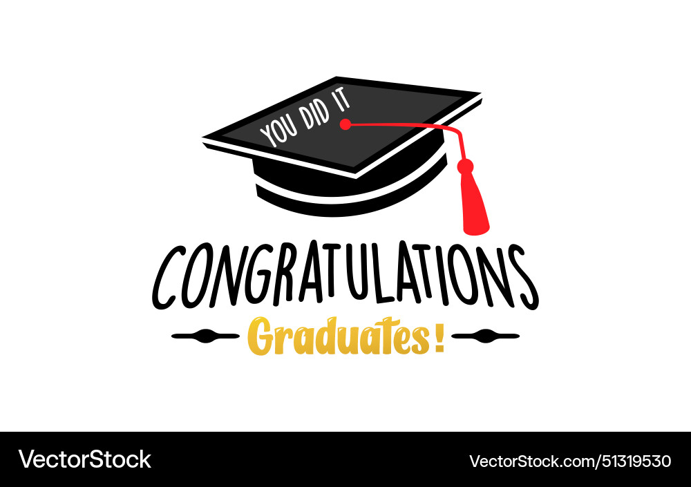 Congratulations graduates typography design Vector Image