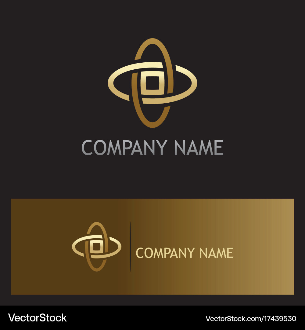 Gold orbit technology logo Royalty Free Vector Image