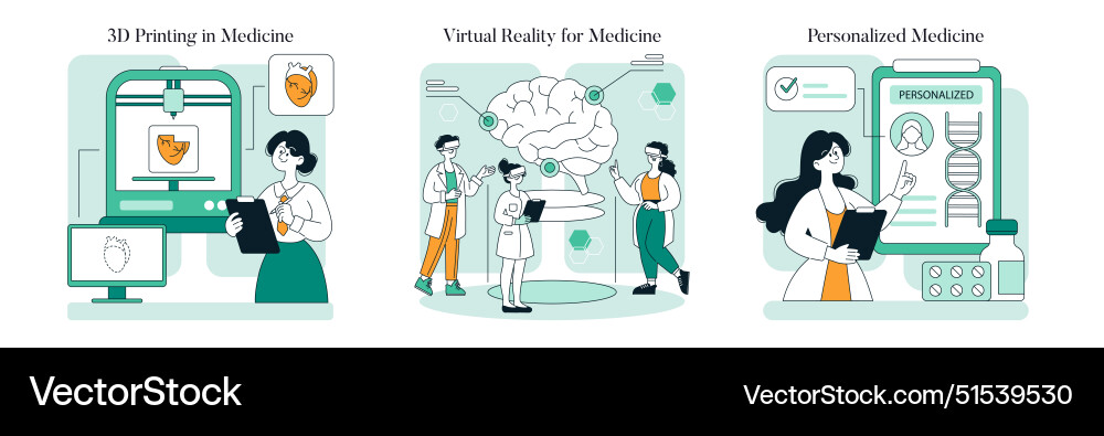 Healthcare innovation flat Royalty Free Vector Image