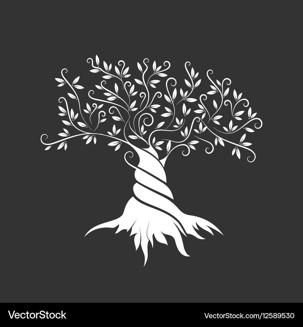 Olive tree outline curl silhouette icon isolated Vector Image