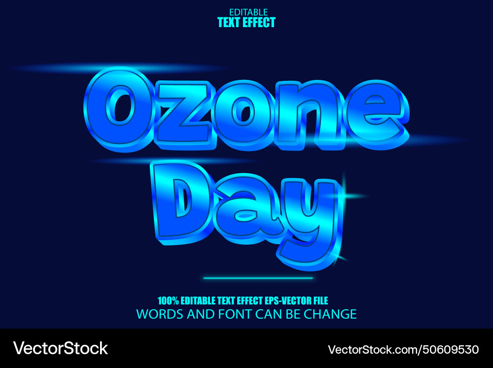 Ozone day editable text effect 3d modern style Vector Image