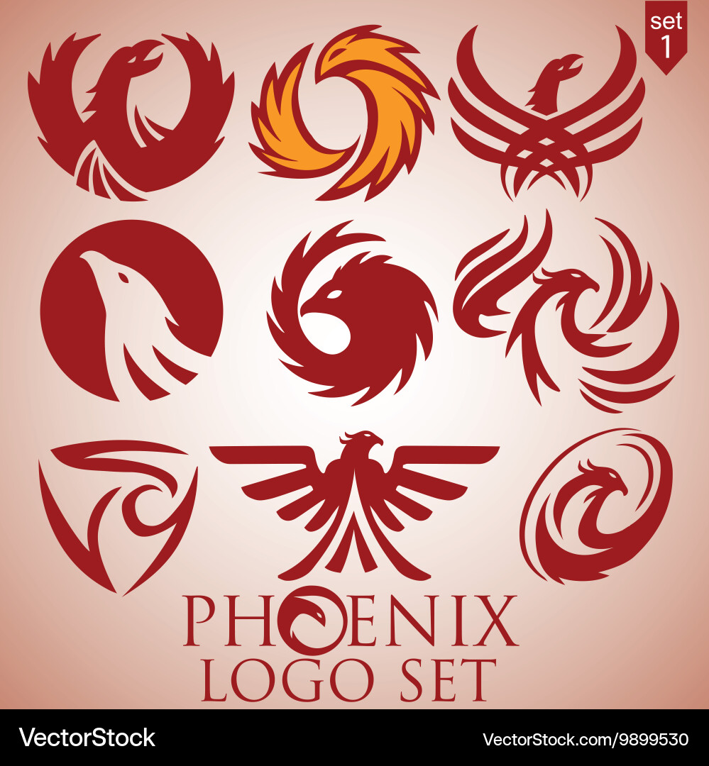 Phoenix Logo Set Royalty Free Vector Image - VectorStock